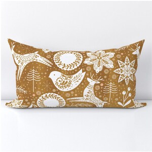 Plush Velvet Gingerbread Forest Throw Pillows Woodland Animals ...