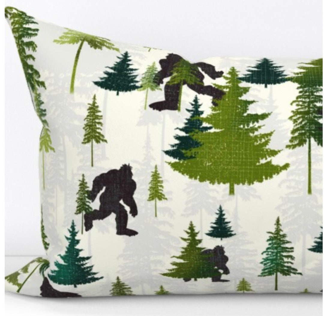 Woodland Bigfoot Pillows Sasquatch Forest Trees Hide-in-seek Lumbar ...