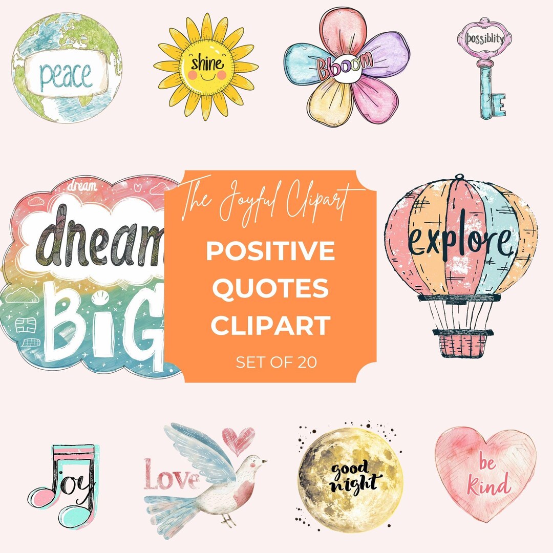 Pastel Affirmations Clipart: Positive Quote Stickers (PNG, Digital ...