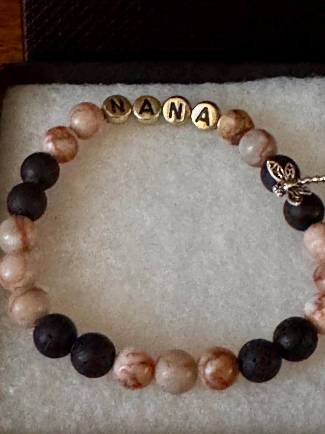 Dragonfly Charm Bracelet – Lava Rock & Natural Stone Beads, Handmade ...