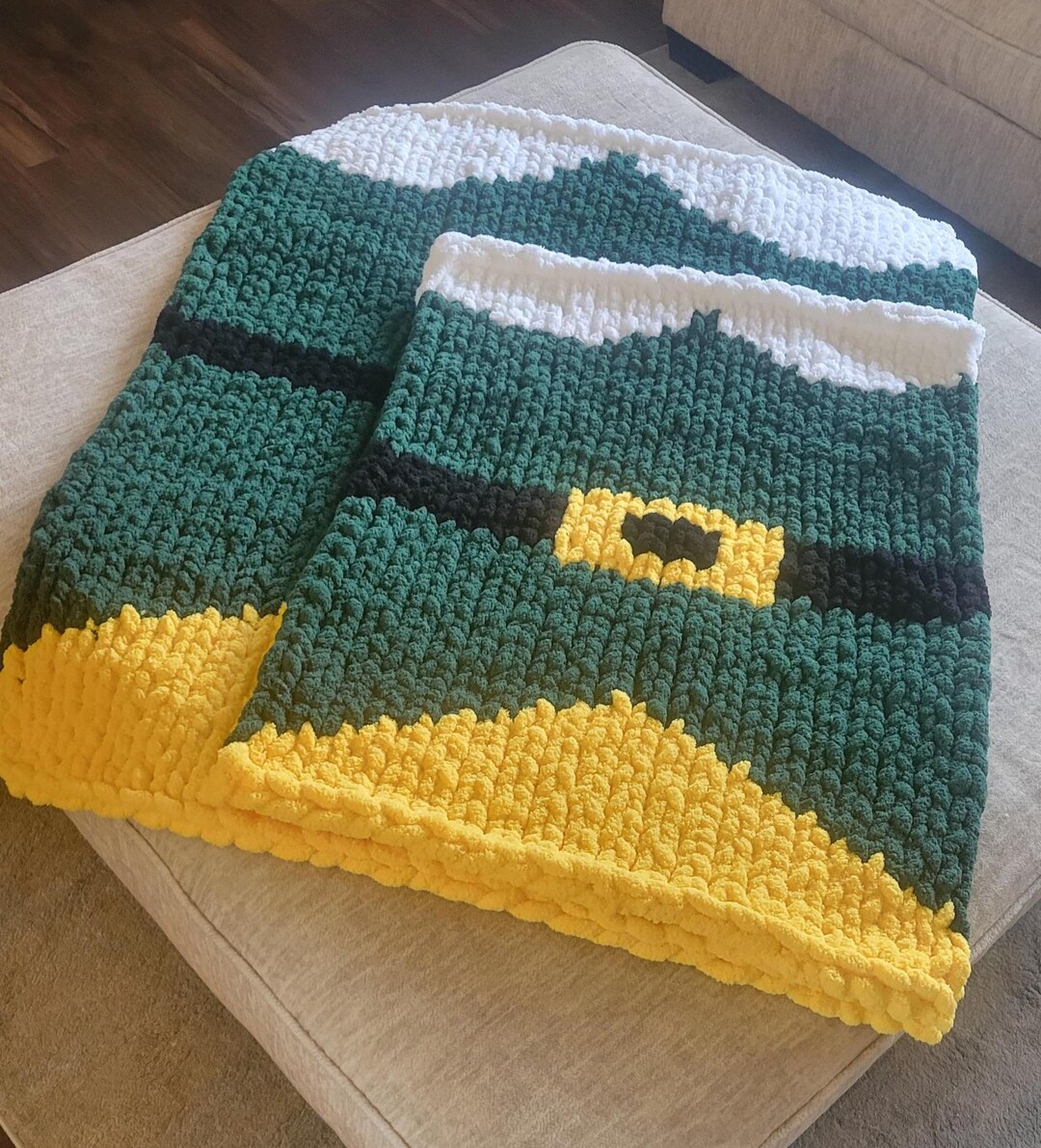 Green Elf Chunky Throw Blanket - Hand Crocheted - Extremely Soft ...