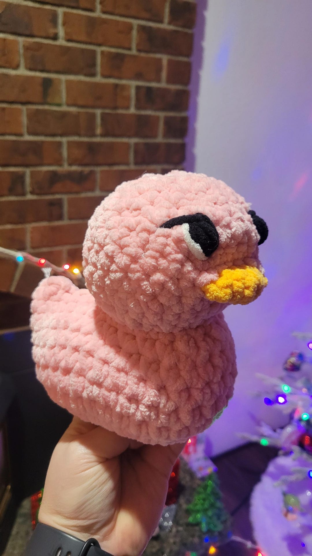 Pink Large Stuffed Crocheted Rubber Ducky - Extra Soft Plush - Baby ...