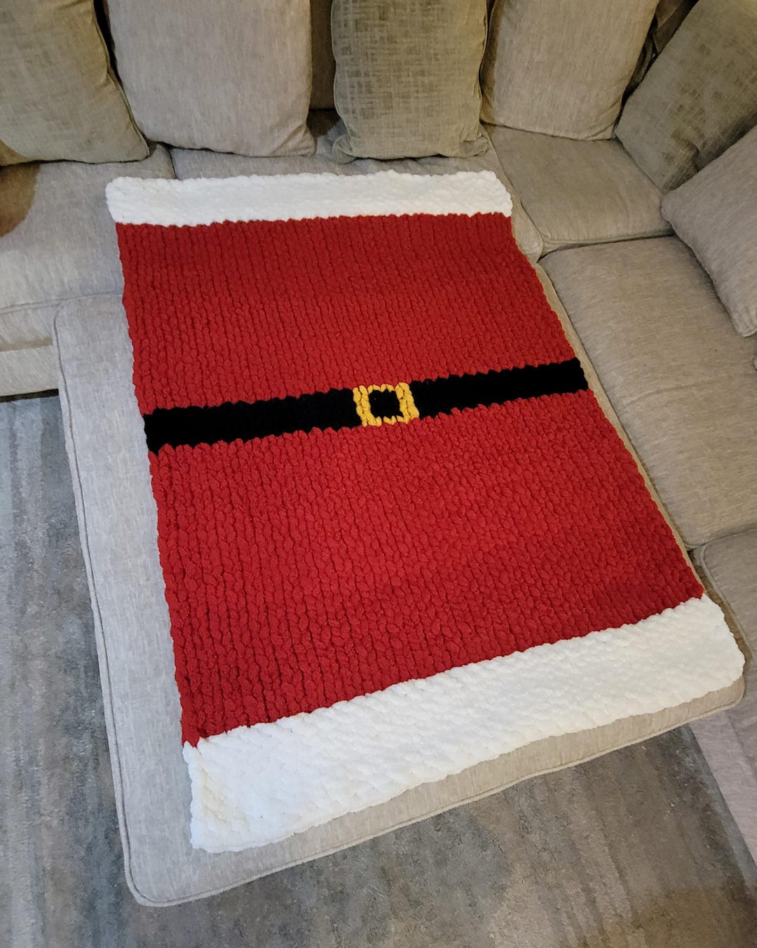 Santa Red Chunky Throw Blanket - Hand Crocheted - Extremely Soft ...