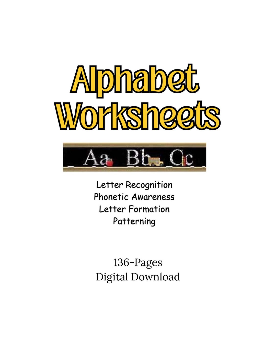 Alphabet Worksheets Bundle: 136-page Printable Workbook (digital ...