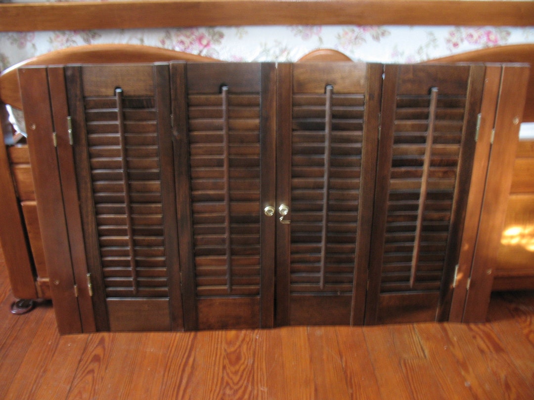4 Vintage Shutter Panels Interior Wood Louver Shutters Window Treatment - Etsy