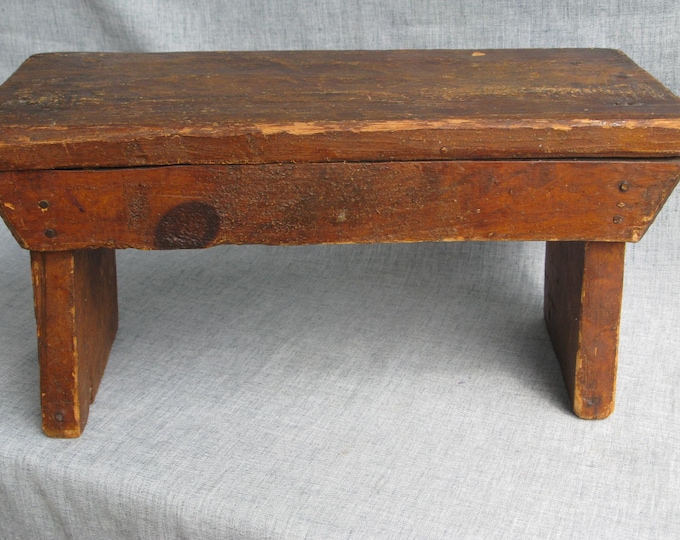 Vintage Wood Foot Stool Bench Rustic Wood Step Stool Cricket Stool ...