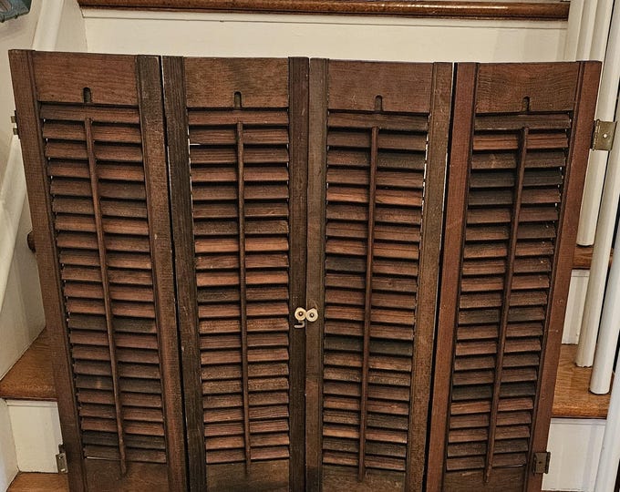 4 Vintage Shutter Panels Interior Wood Louver Shutters Window Treatment Rustic 28" Tall - Etsy