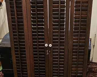4 Vintage Shutter Panels Interior Wood Louver Shutters Rustic Barn Window Treatment Rustic - Etsy
