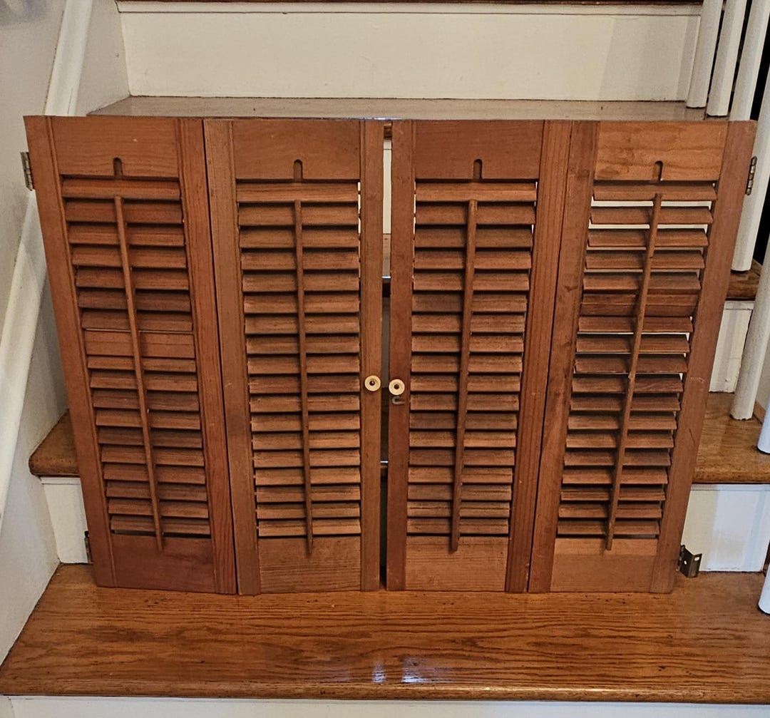 4 Vintage Shutter Panels Interior Wood Louver Shutters Wedding Reception Card Holder Window ...