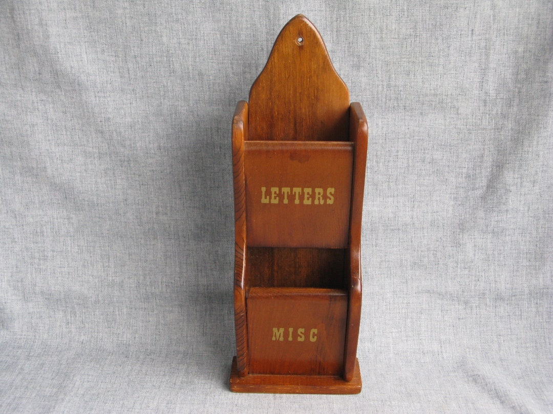 Vintage Wood Letter Holder Mail Holder Wall Mount Mid Century Home ...
