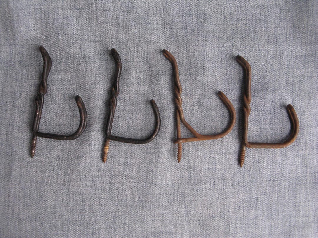 Vintage Wire Hooks 4 Hanging Screw in Twisted Wire Hooks Coat Clothes ...