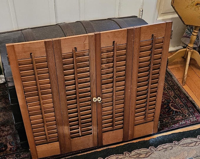 4 Vintage Shutter Panels Interior Wood Louver Shutters Wedding Reception Card Holder Window ...