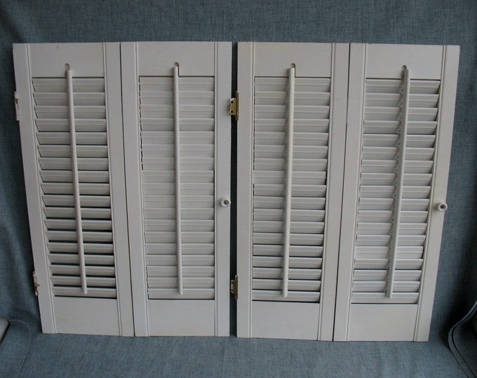 4 Vintage Shutter Panels Interior Wood Louver Shutters Wedding Reception Card Holder Cottage ...