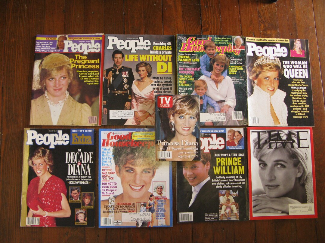9 Vintage Princess Diana Magazines People TV Guide Time GH Princess of ...
