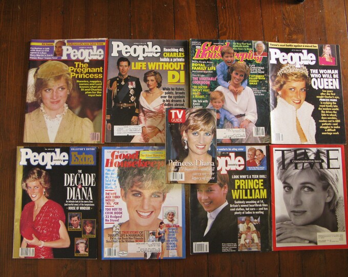 9 Vintage Princess Diana Magazines People TV Guide Time GH Princess of ...