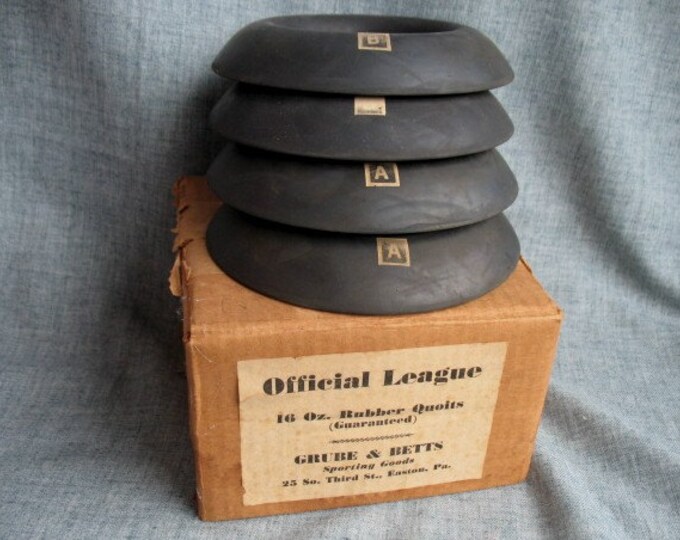 Vintage SET 4 Rubber Quoits Official League in Original Box Game Quoit ...