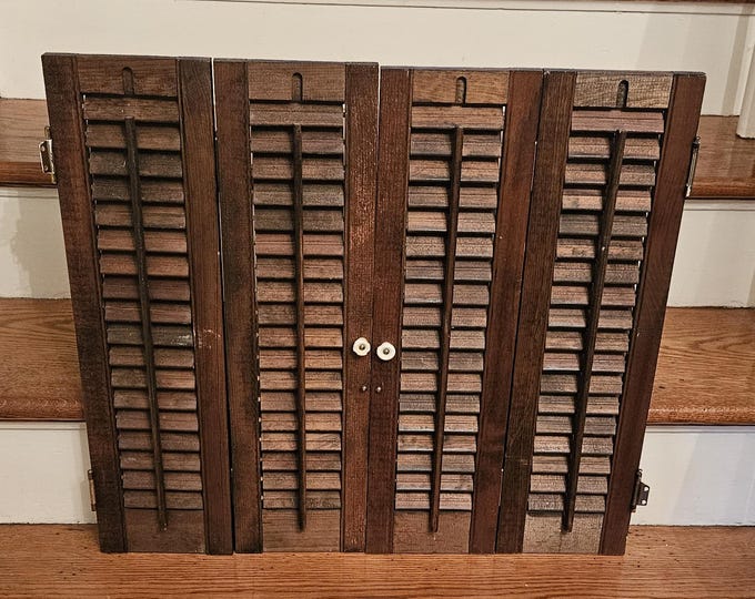 4 Vintage Shutter Panels Interior Wood Louver Shutters Window Treatment 21 1/2 Tall - Etsy