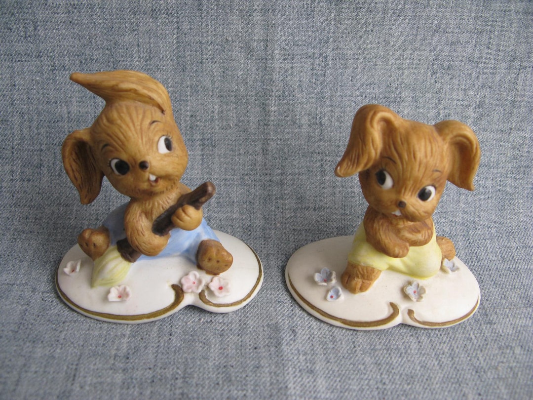 2 Vintage Lefton Bunnies Rabbits Adorable Lefton China Hand Painted - Etsy