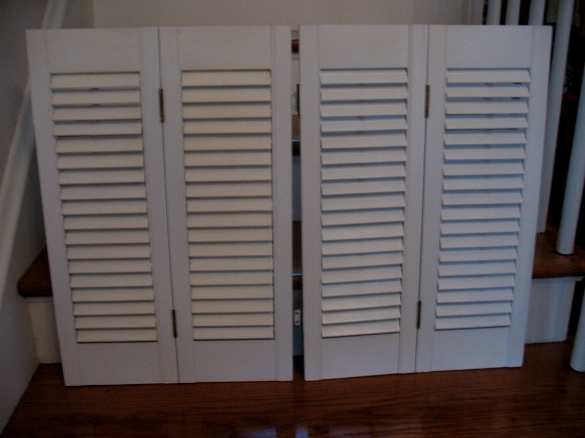 4 Vintage Shutter Panels Interior Wood Louver Shutters Wedding | Etsy