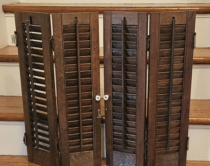 4 Vintage Shutter Panels Interior Wood Louver Shutters Window Treatment - Etsy