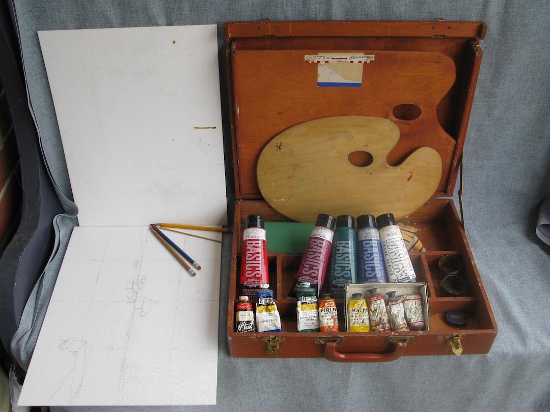Vintage Wood Artist Box Case With Paints Palettes Boards - Etsy