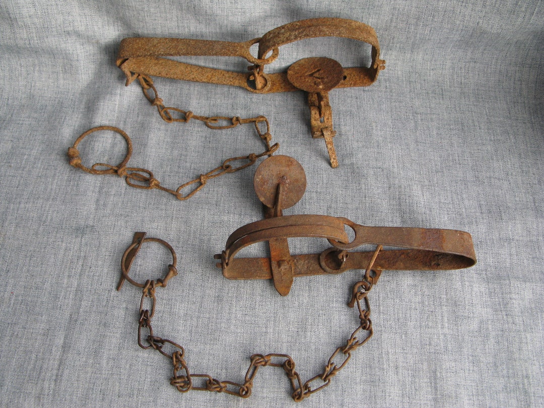 Lot of 2 Vintage Metal Steel Animal Traps Rusty Rustic Cabin Decor 1 is ...