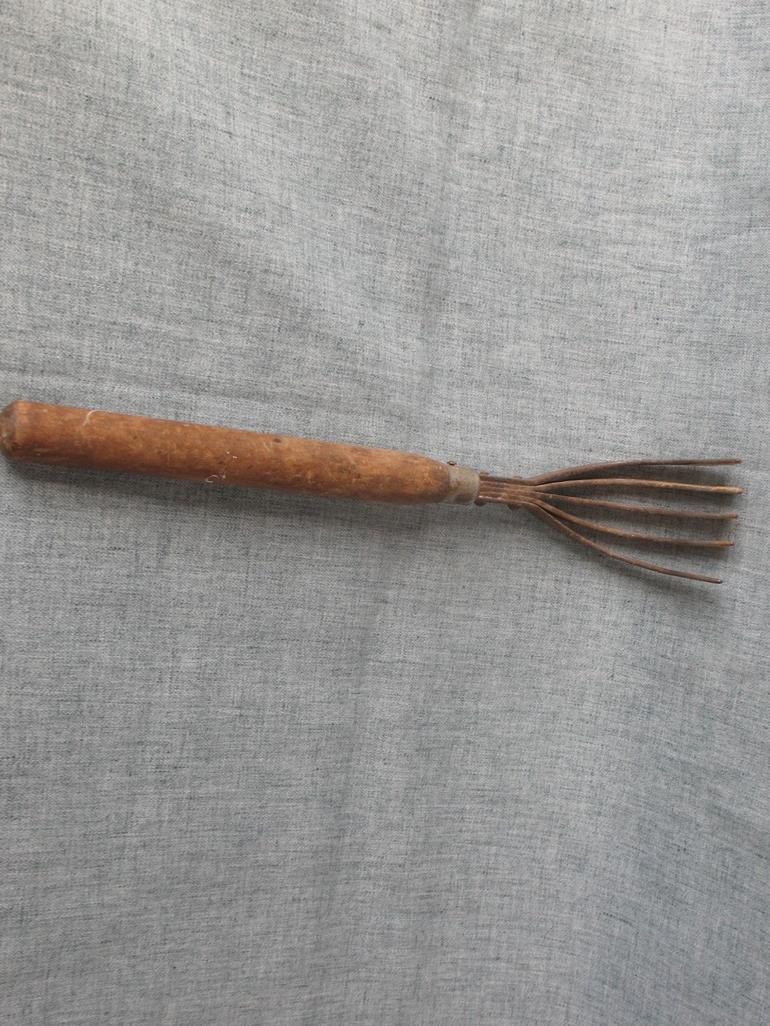Vintage Garden Rake 5 Prong Cultivator Hand Tool Wood Handle | Etsy