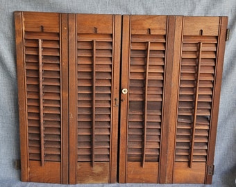 4 Vintage Shutter Panels Interior Wood Louver Shutters Window Treatment - Etsy