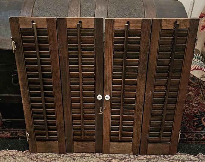 4 Vintage Shutter Panels Interior Wood Louver Shutters Window Treatment 21 3/4" Tall - Etsy