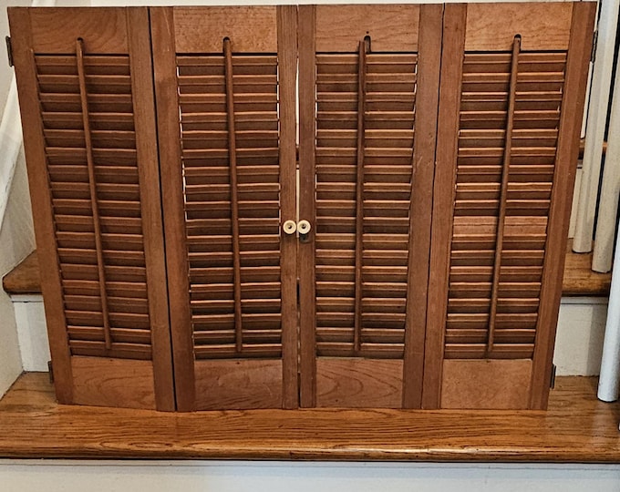 4 Vintage Shutter Panels Interior Wood Louver Shutters Wedding Reception Card Holder Window ...