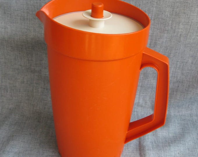 Vintage Tupperware Pitcher 1970's Orange With Push Button Lid #800-13 ...