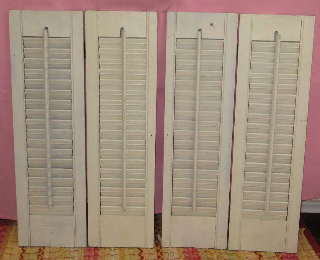 4 Vintage Shutter Panels Interior Wood Louver Shutters White Wedding Reception Card Holder ...