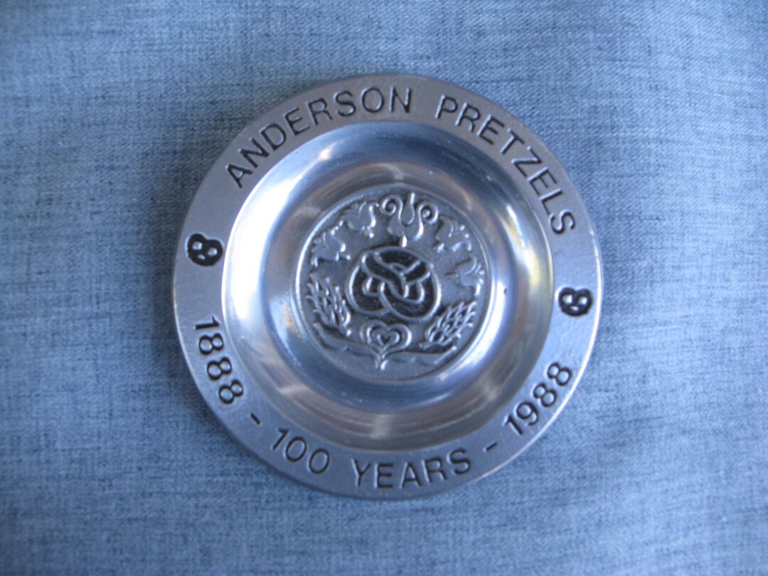 Vintage Pewter Ashtray Anderson Pretzels York, PA 100 Years 1888-1988 ...