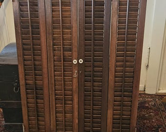 4 Vintage Shutter Panels Interior Wood Louver Shutters Window Treatment Rustic 28 Tall - Etsy