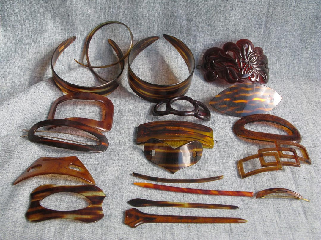 19 Piece Tortoise Shell Hair Accessories Barrettes Hair Buns & Sticks ...