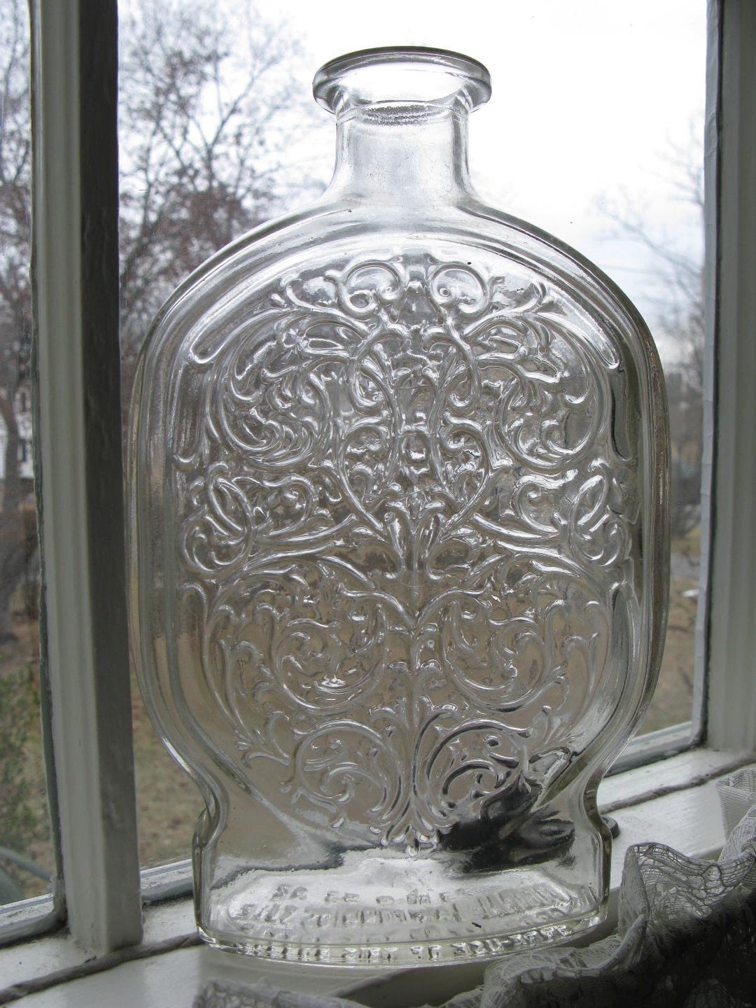 Vintage Schenley Whiskey Liquor Embossed Glass Bottle Ornate Design ...