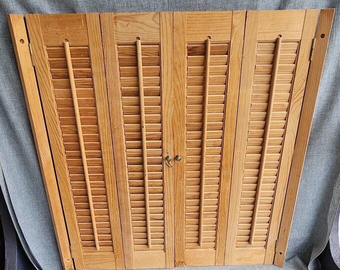 4 Shutter Panels Interior Wood Louver Shutters Window 7" X 32" Unstained - Etsy