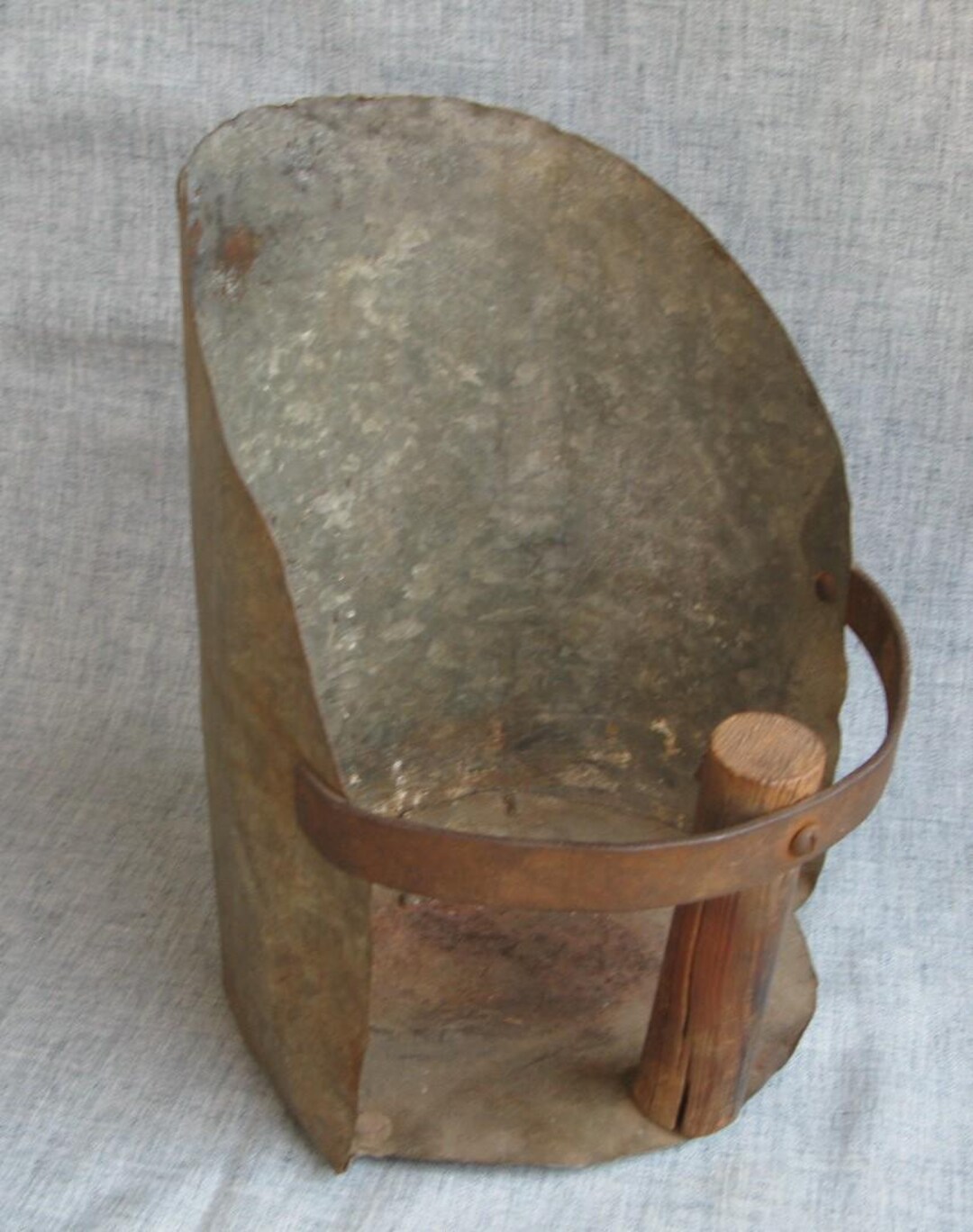 Vintage Metal Scoop Large Scoop With Wood Handle Handmade Feed Grain ...