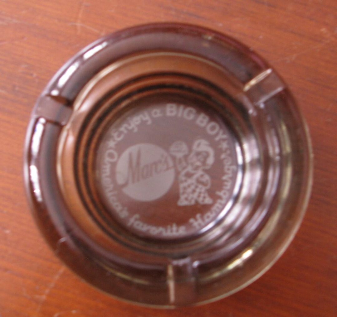 Vintage Ashtray Marc's Big Boy Hamburgers Glass Ashtray 4" Home Bar ...