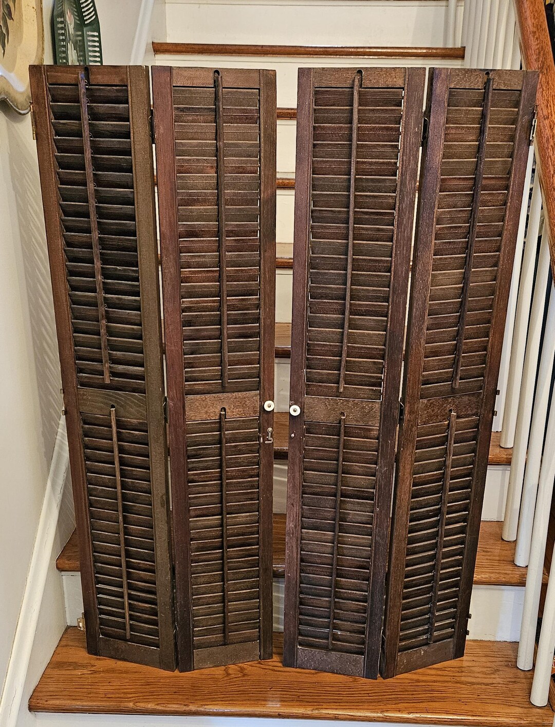 4 Vintage Shutter Panels Interior Wood Louver Shutters 4 Sectional Window Treatment Rustic - Etsy