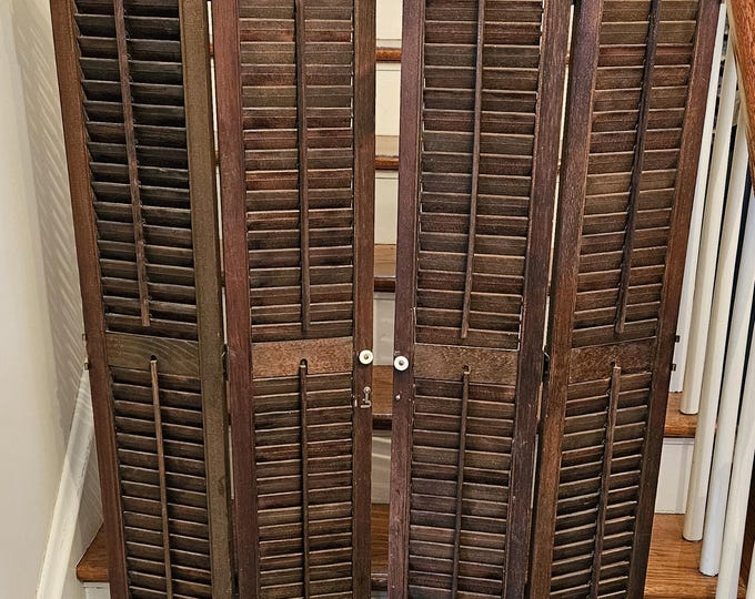 4 Vintage Shutter Panels Interior Wood Louver Shutters 4 Sectional Window Treatment Rustic - Etsy