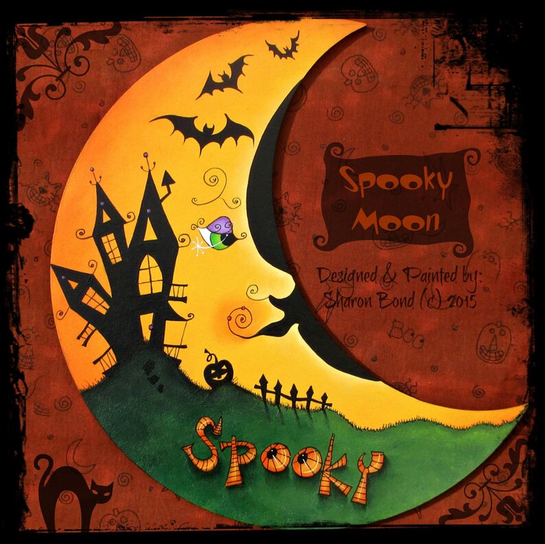 E PATTERN - Spooky Moon!! Halloween Moon With Spooky Silhouettes ...