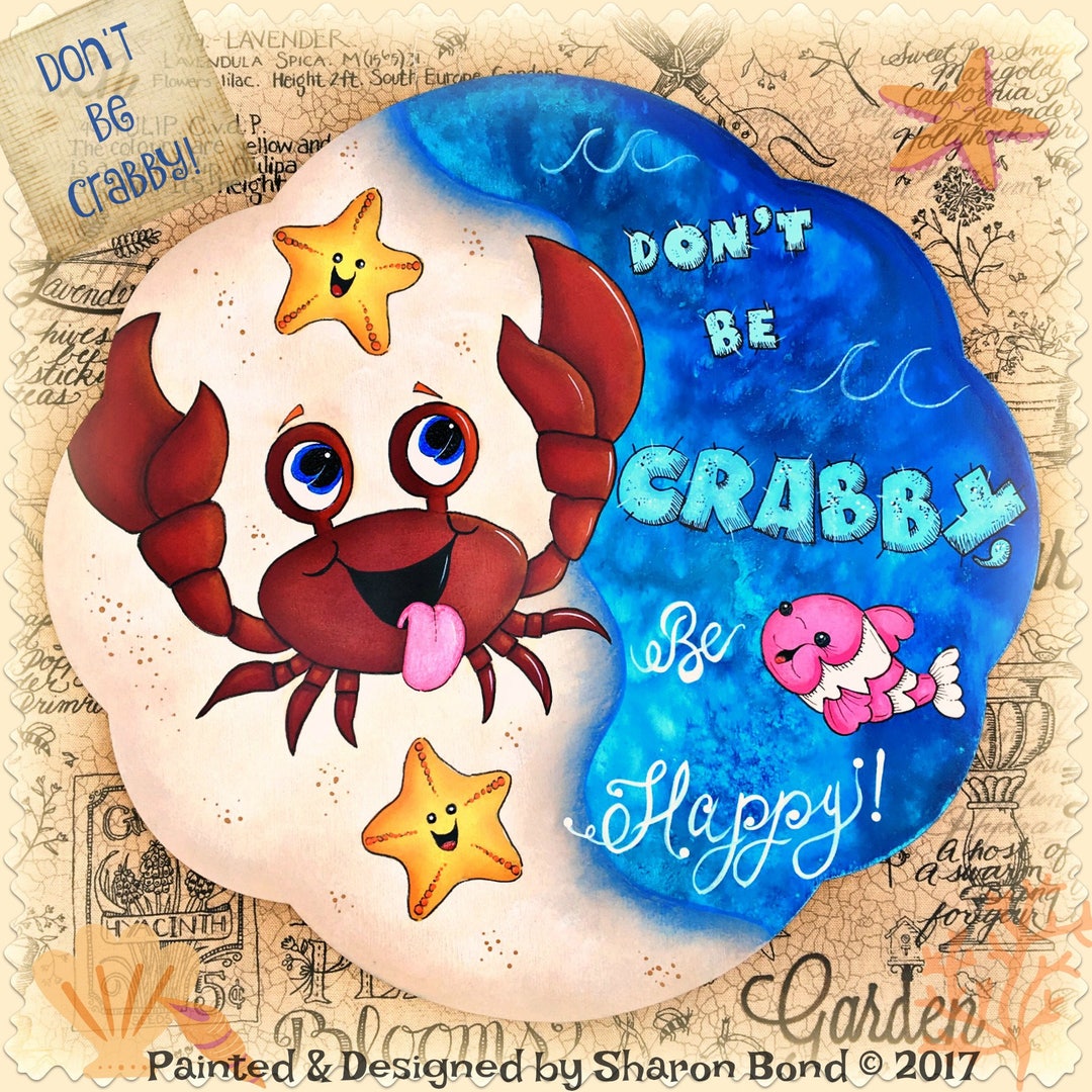 E PATTERN - "don't Be Crabby" - Fun Beach Design, Crab and Starfish ...