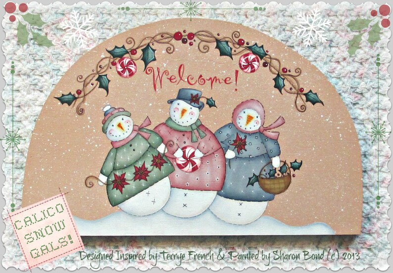 E - PATTERN - Calico Snow Gals - 3 Lovely Snowladies Sending a Winter ...