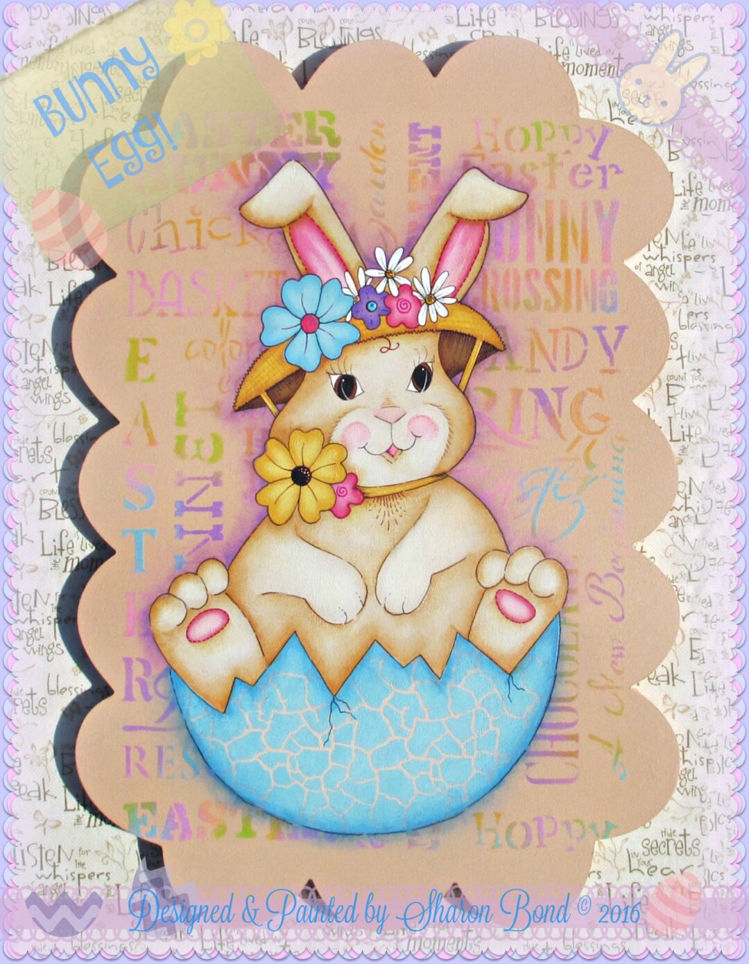 E - PATTERN - Bunny Egg! Spring Bunny Sitting in Cracked Shell Egg ...