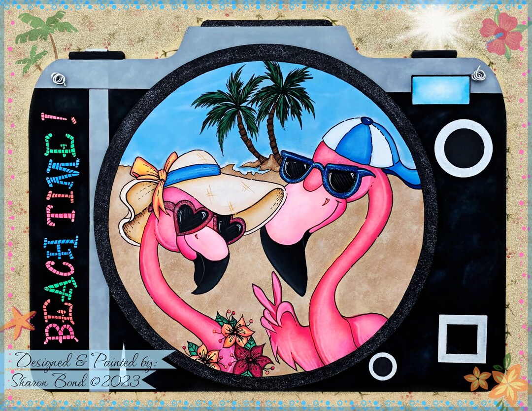 E PATTERN - Beach Time! What Fun With These Hip Flamingos on Vacation ...