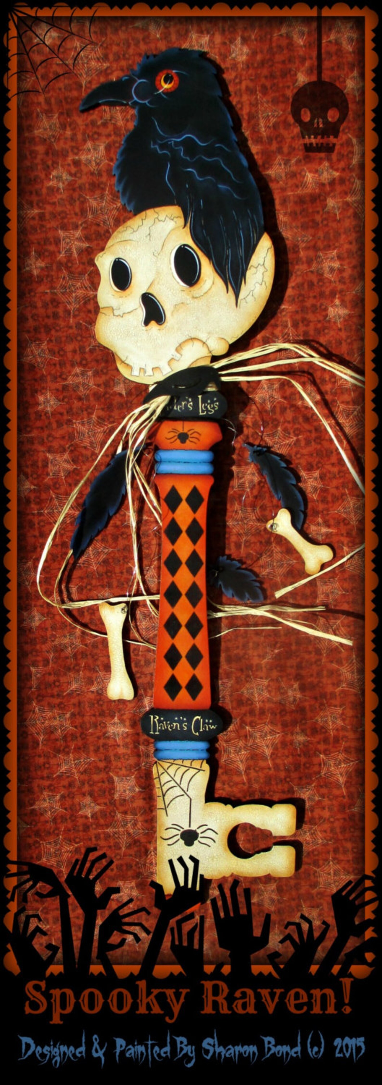 E Pattern - Spooky Raven Halloween Key - LARGE - Raven & Skull, Bones ...