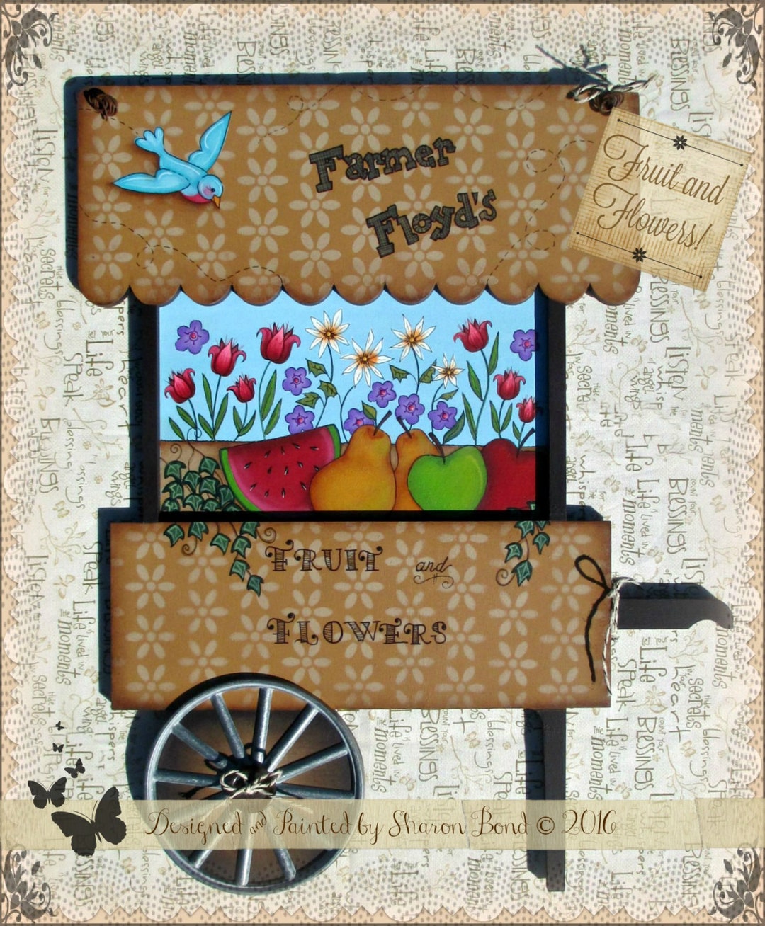 E PATTERN - Fruit and Flowers - Lovely Cart Filled With Both! Colorful ...