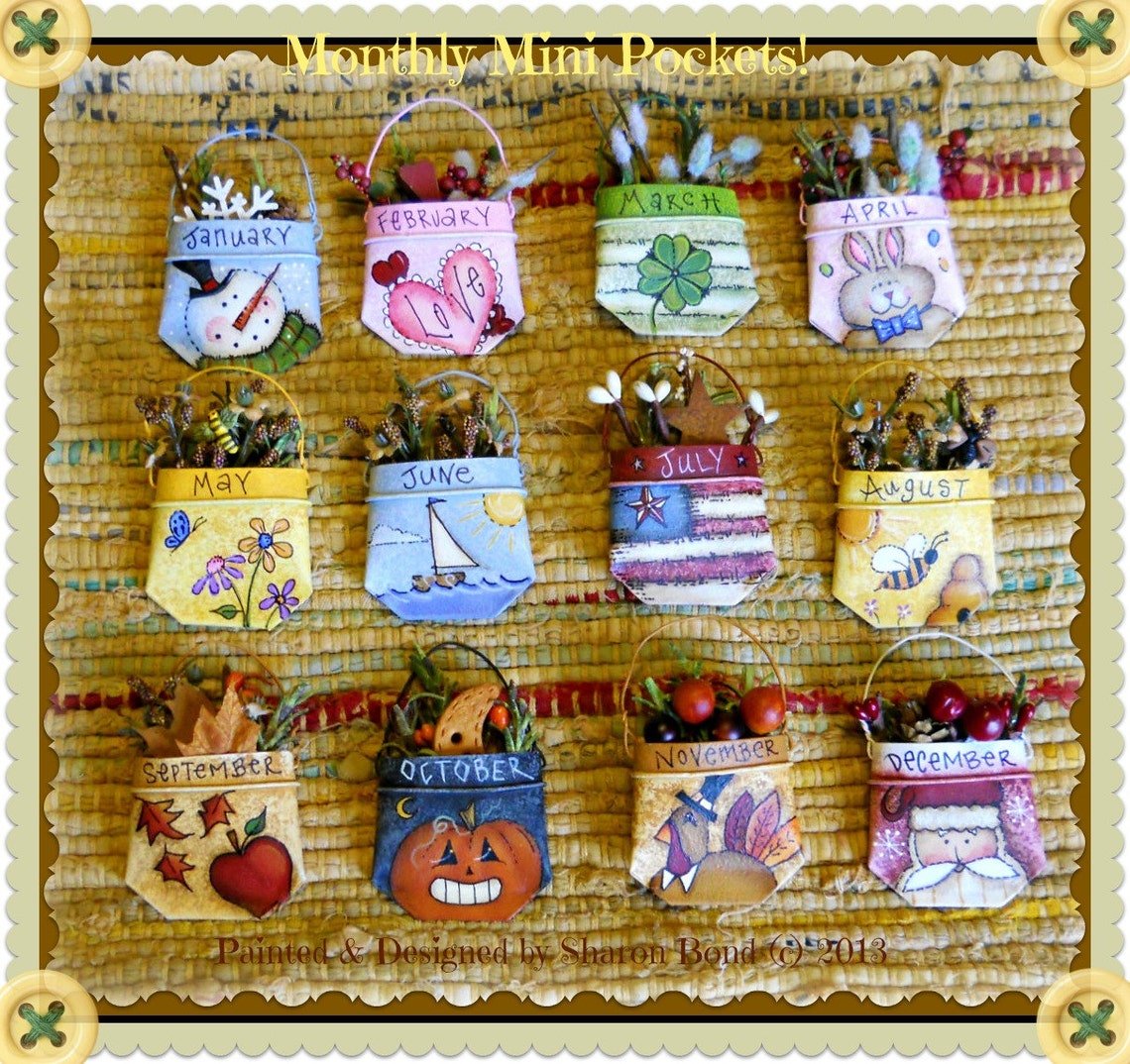 E PATTERN - 12 Monthly Mini Pockets - A New Design for Each Month - All ...