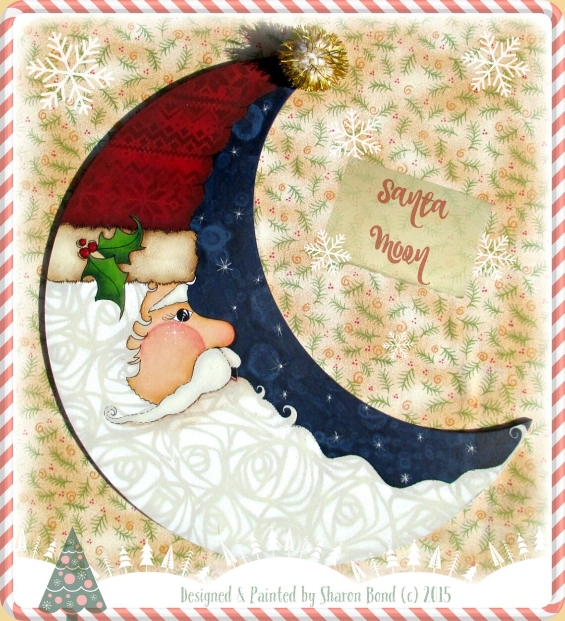 E PATTERN Lovely Santa Crescent Moon Starry Sky Background | Etsy